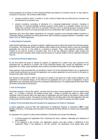 Cambodia - Patents and Utility Models Guide | PDF