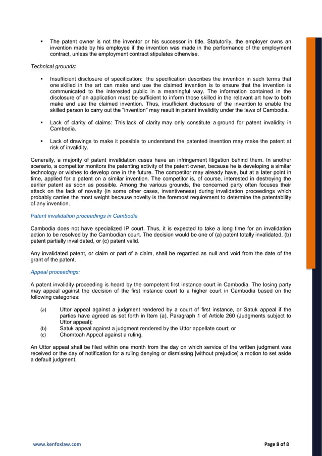 Cambodia - Patents and Utility Models Guide | PDF