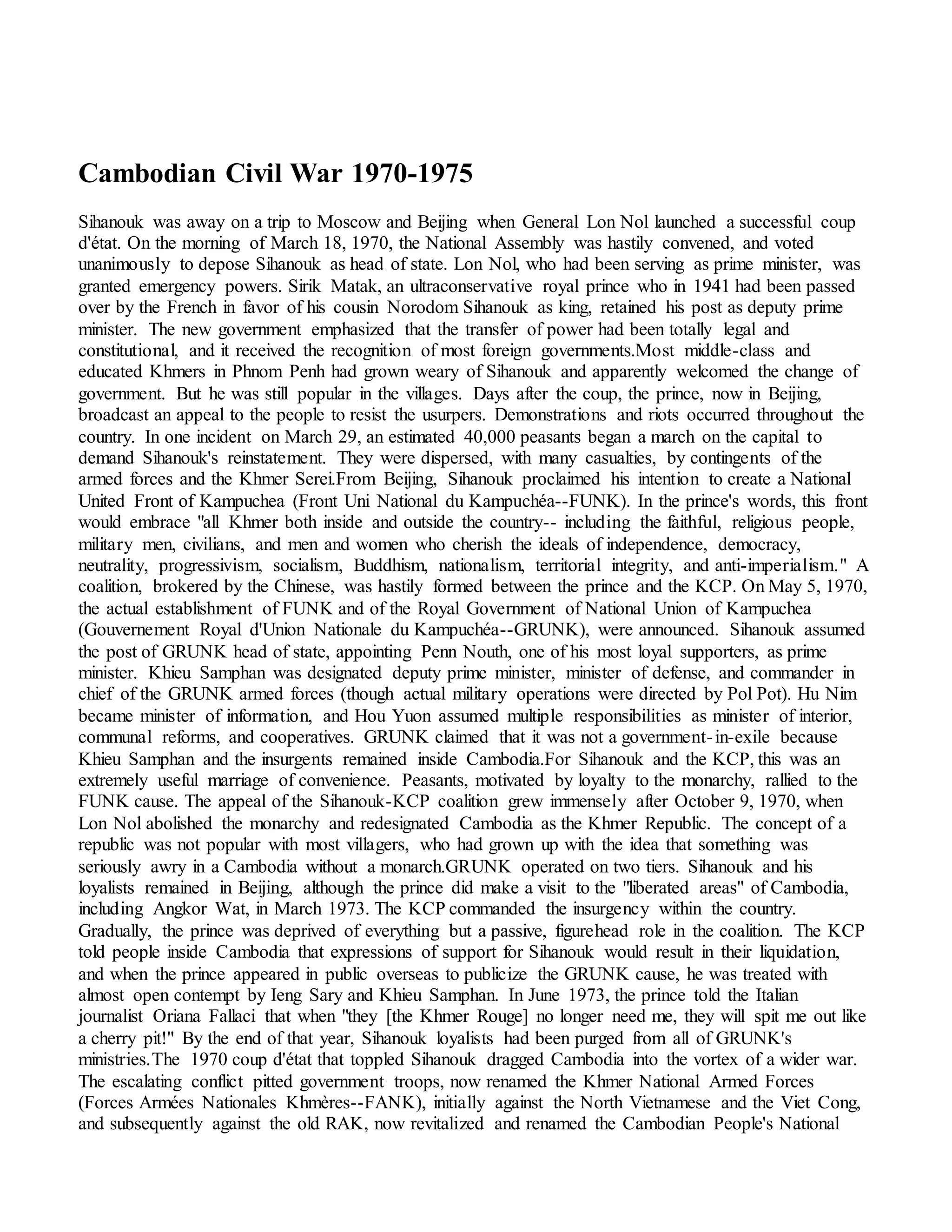 Cambodian civil war 1970 | DOCX