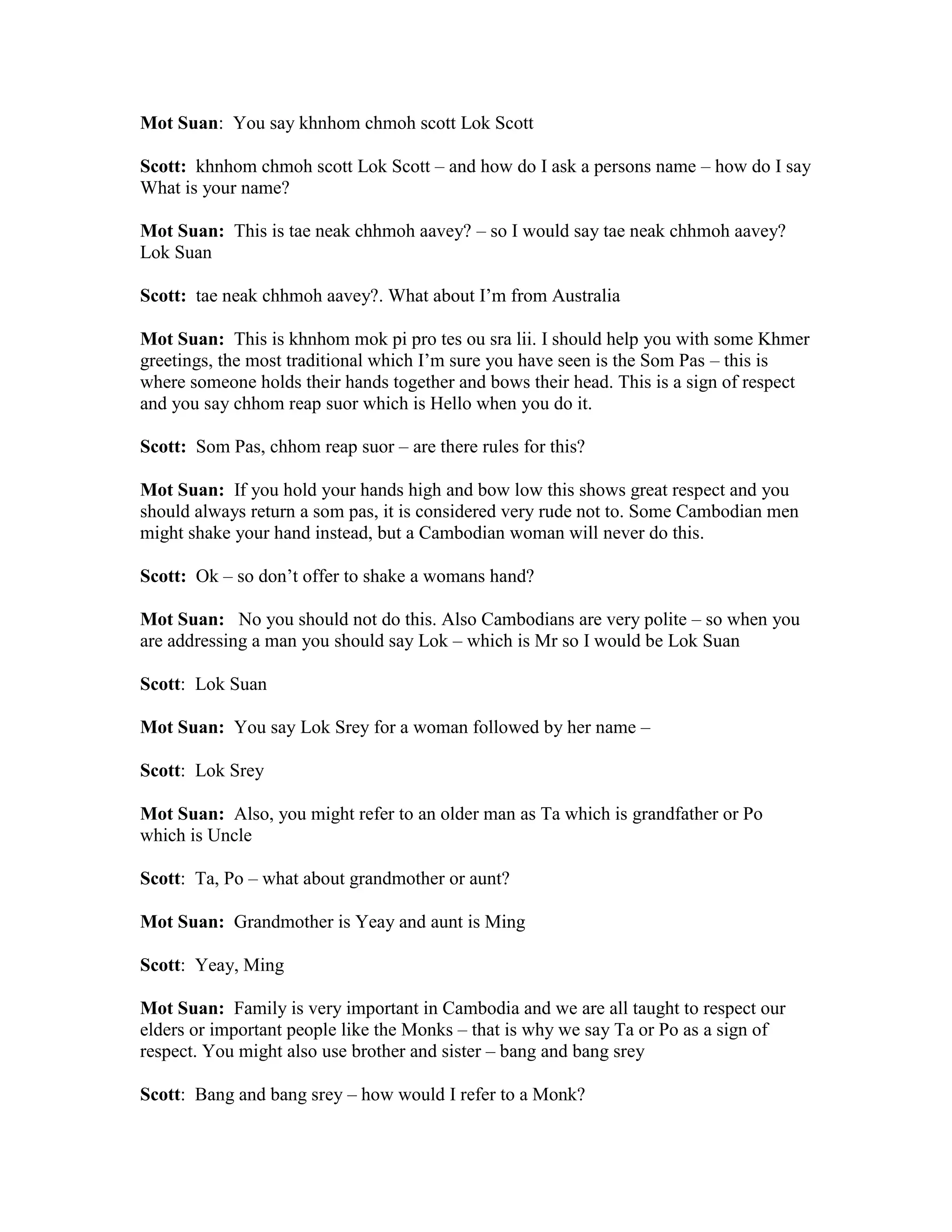 Cambodian language guide script | PDF