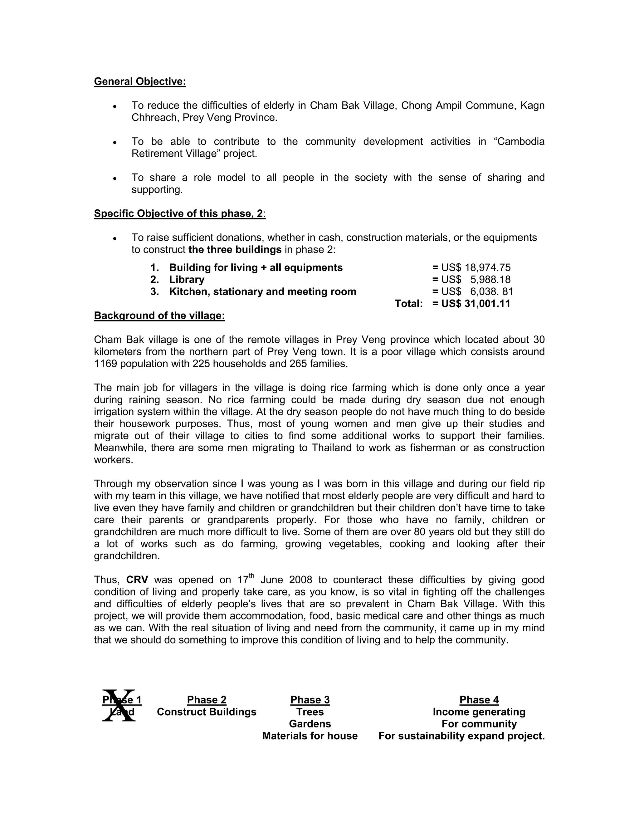 Cambodia Retirement Village - Fundraising Letter | PDF