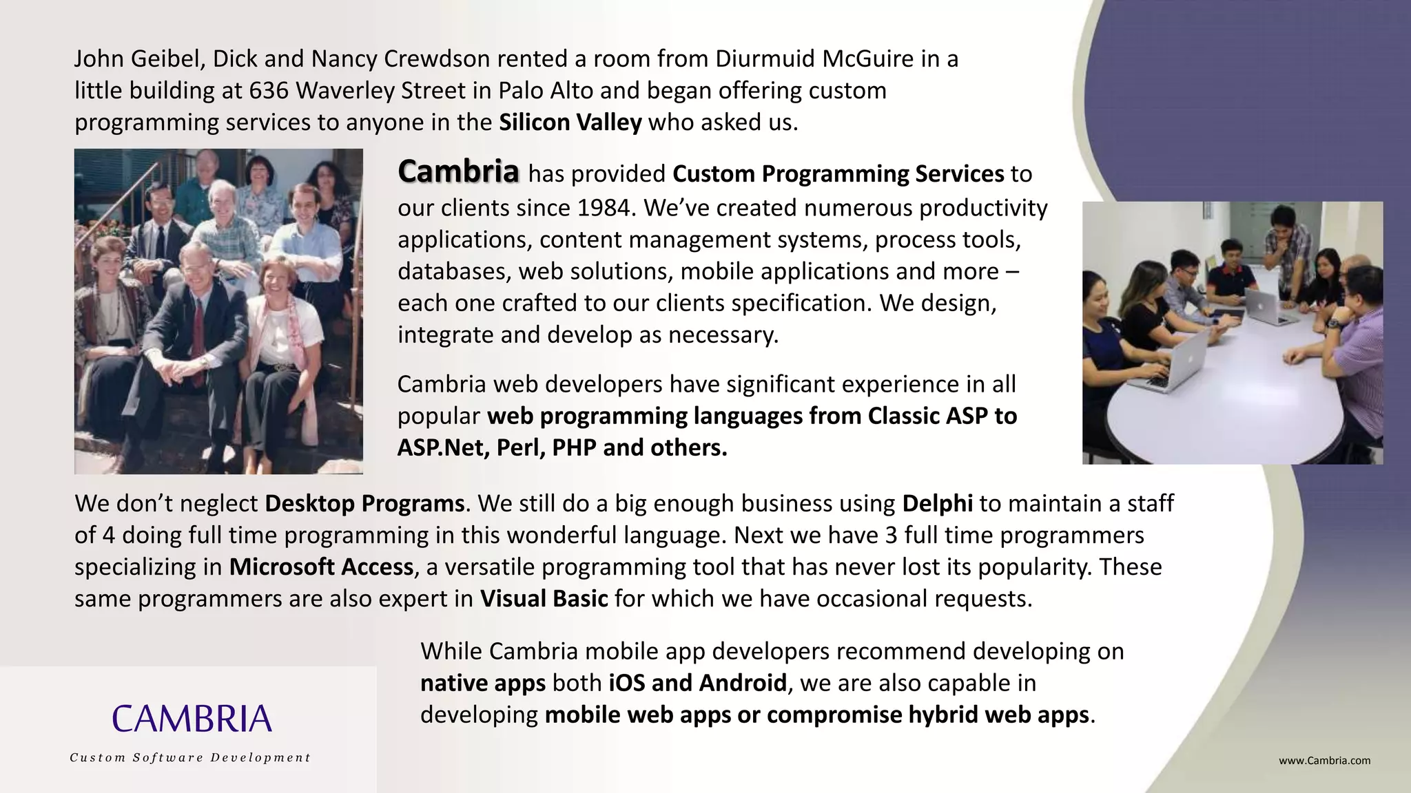 Cambria Custom Programming | PPT