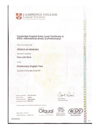 Cambridge English Entry Level Certificate in ESOL International (Entry 3) (Preliminary) | PDF