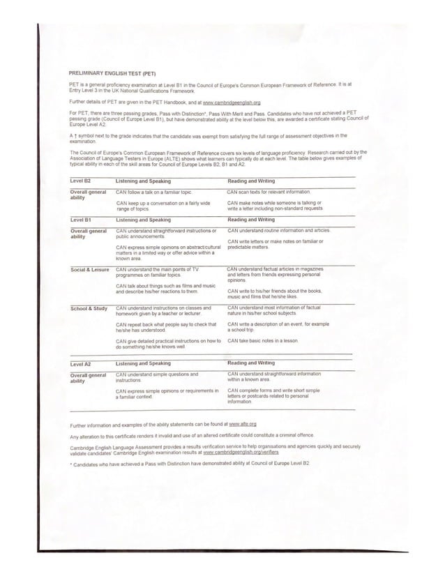 Cambridge English Entry Level Certificate in ESOL International (Entry ...