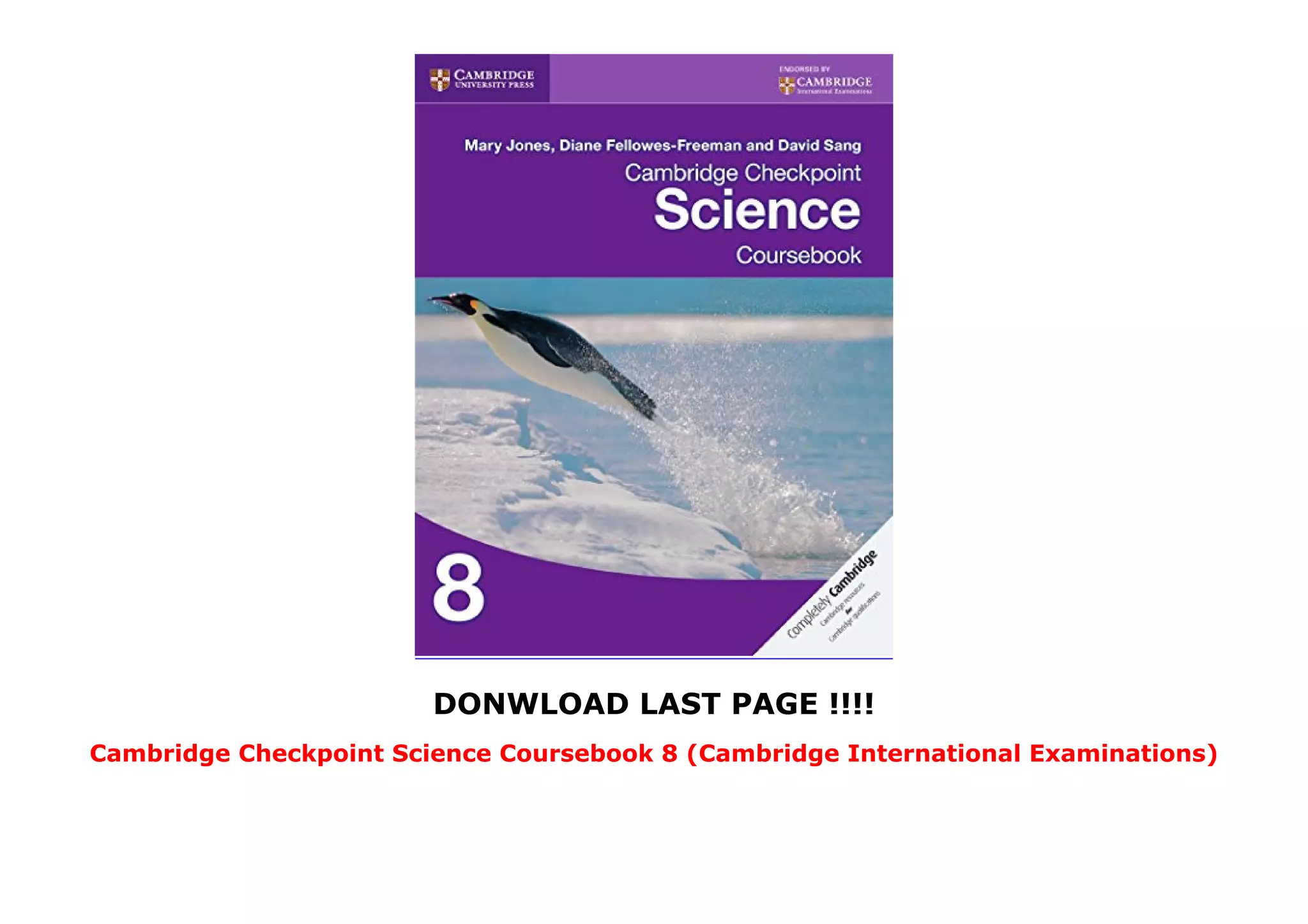Cambridge Checkpoint Science Coursebook 8 (Cambridge International ...