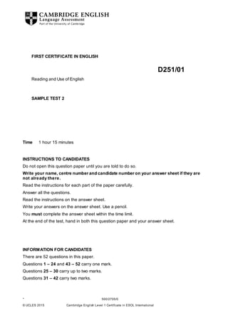 Cambridge english-first-2015-sample-paper-2-reading-and-use-of-english ...