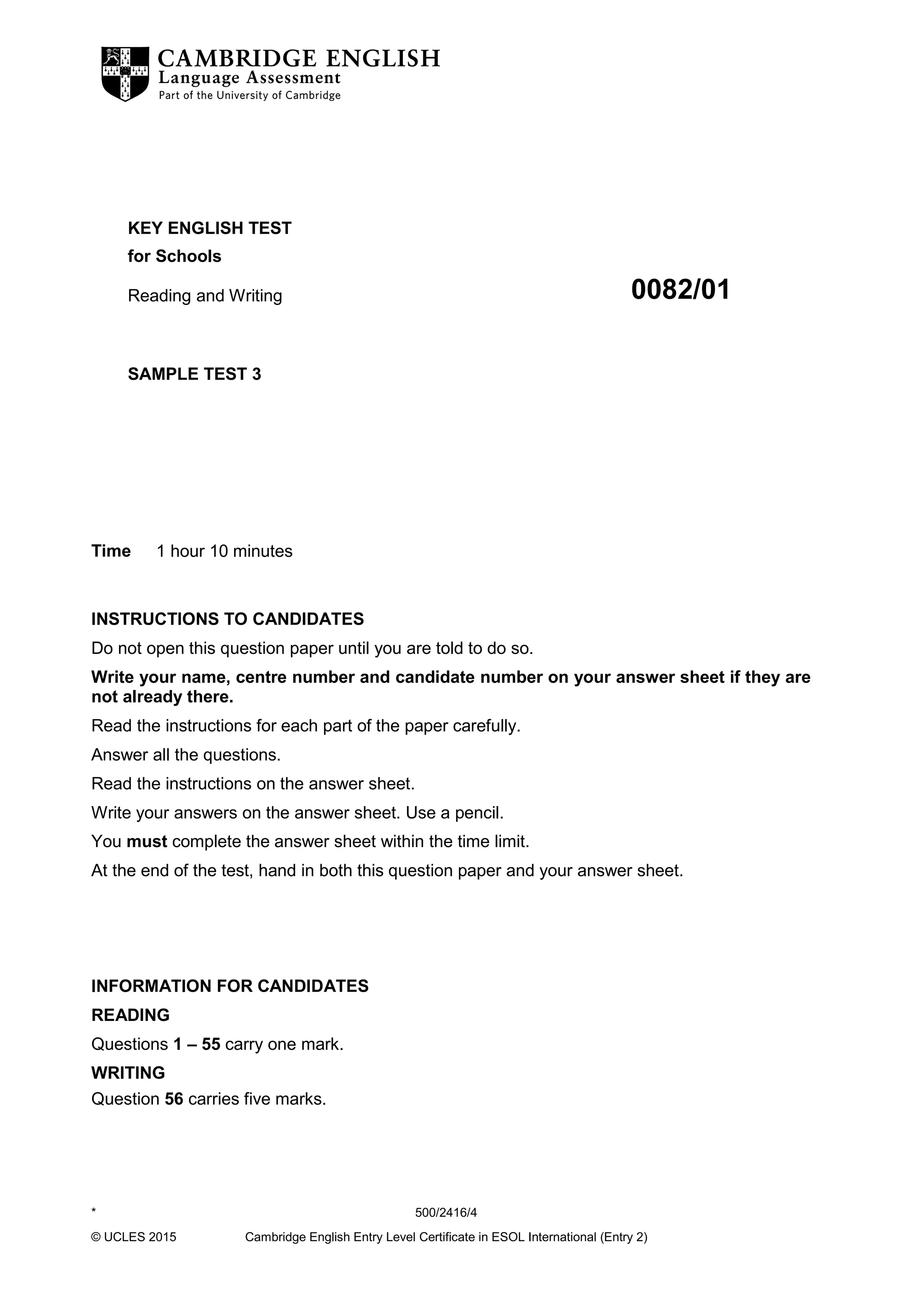 KET for Schools | PDF