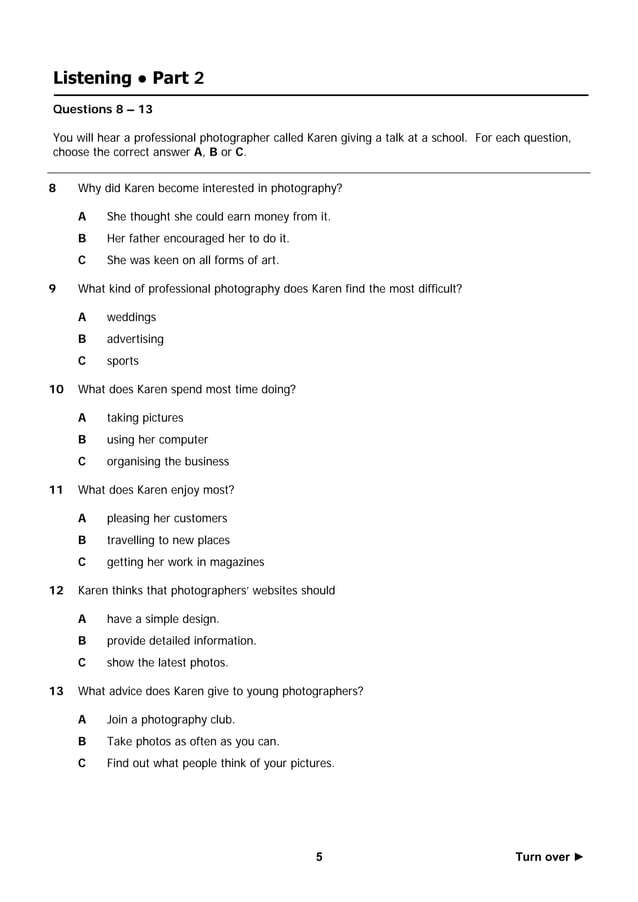 Cambridge english-preliminary-for-schools-sample-5-listening v2 | PDF