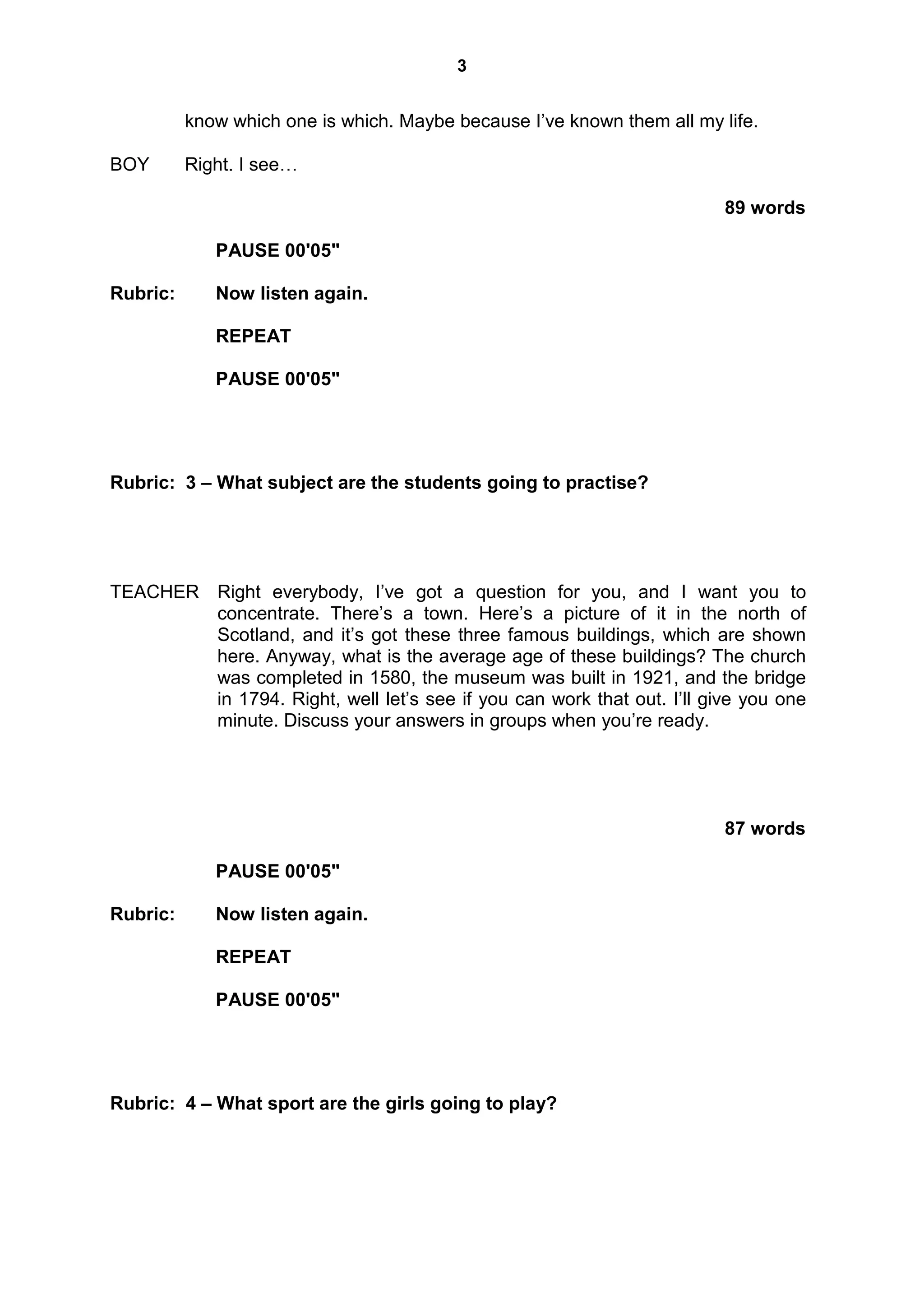 Cambridge english-preliminary-for-schools-sp-5-tapescript v2 | PDF