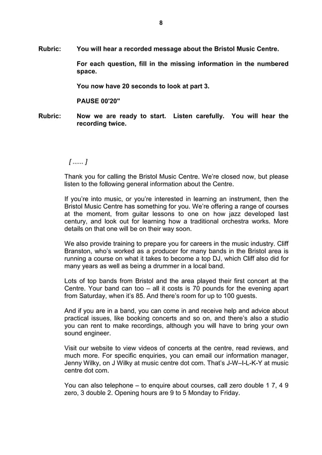 Cambridge english-preliminary-for-schools-sp-5-tapescript v2 | PDF