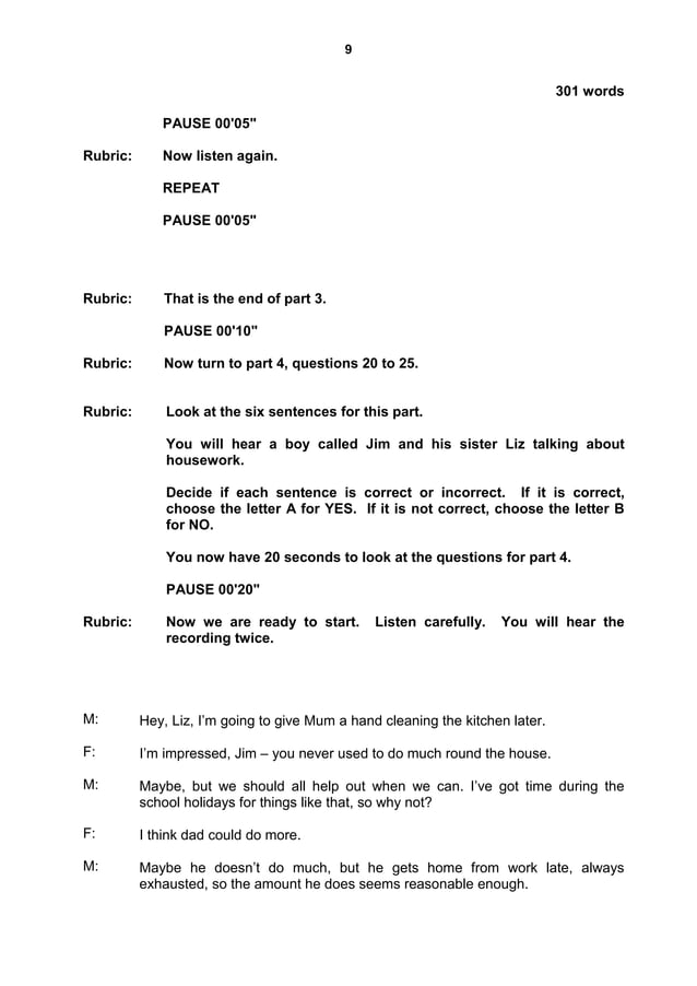Cambridge english-preliminary-for-schools-sp-5-tapescript v2 | PDF