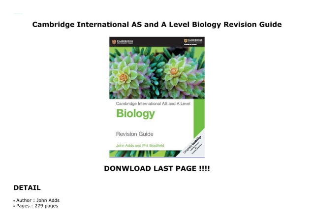 Cambridge International AS and A Level Biology Revision Guide | PDF