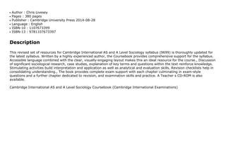 Cambridge International AS and A Level Sociology Coursebook (Cambridge ...