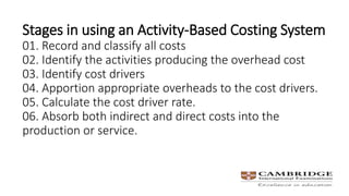 Cambridge a level - A2 Management Accounting ABC | PPT