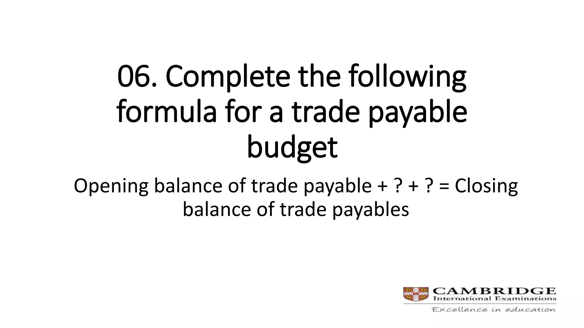 Cambridge a level budgets | PPTX