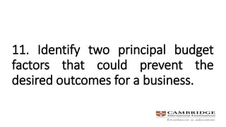 Cambridge a level budgets | PPTX