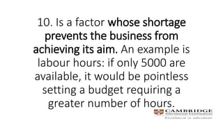 Cambridge a level budgets | PPTX