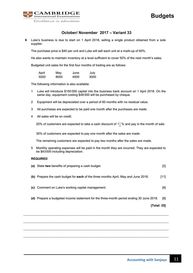Cambridge a level budgets | PDF
