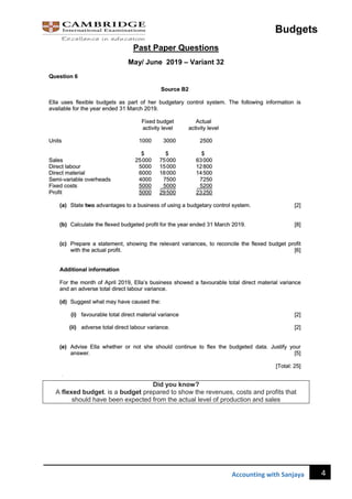 Cambridge a level budgets | PDF