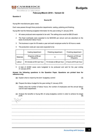Cambridge a level budgets | PDF