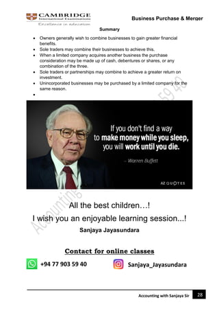 Cambridge A Level Business Purchase and Merger | PDF