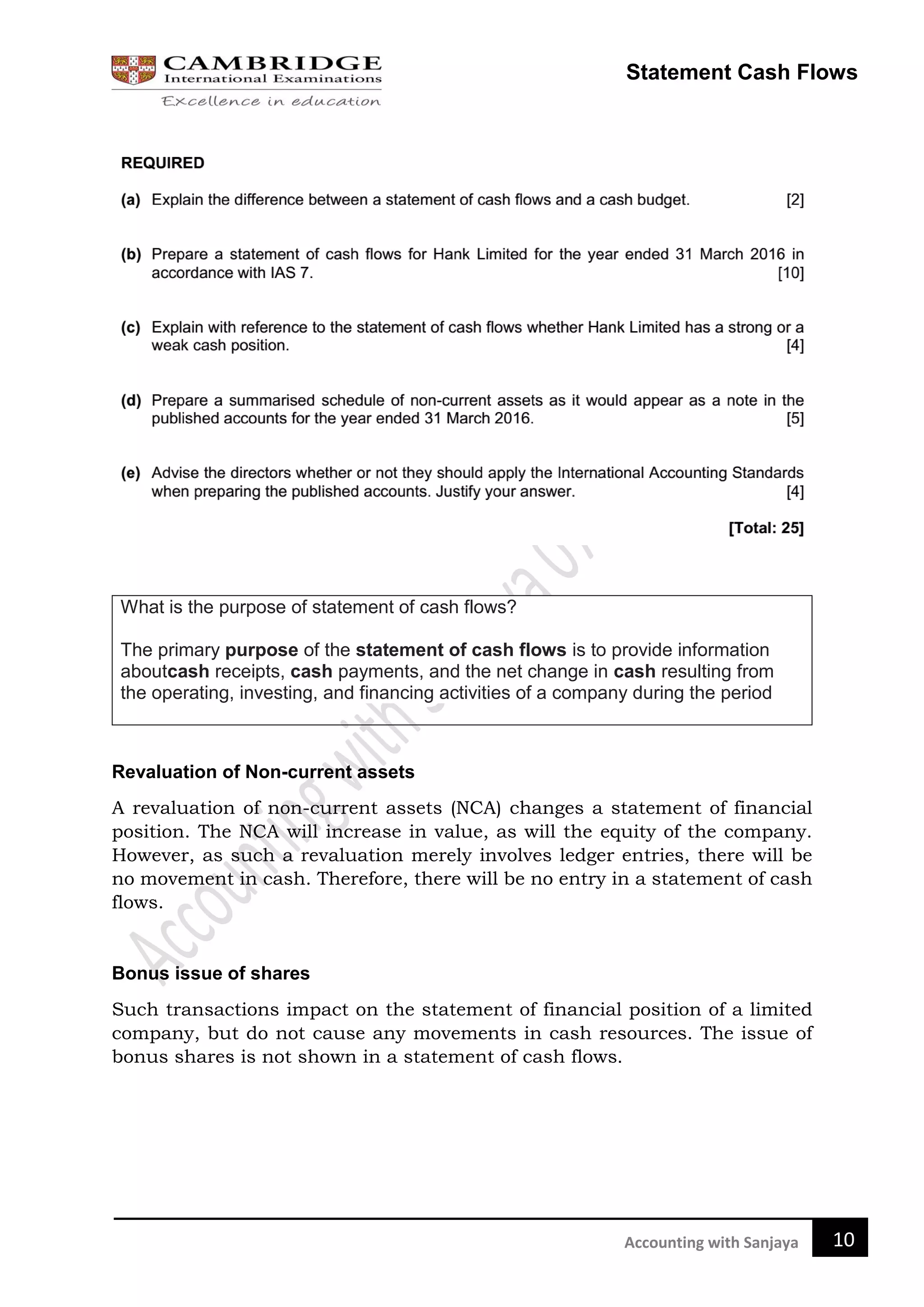 Cambridge a level cash flow statement | PDF
