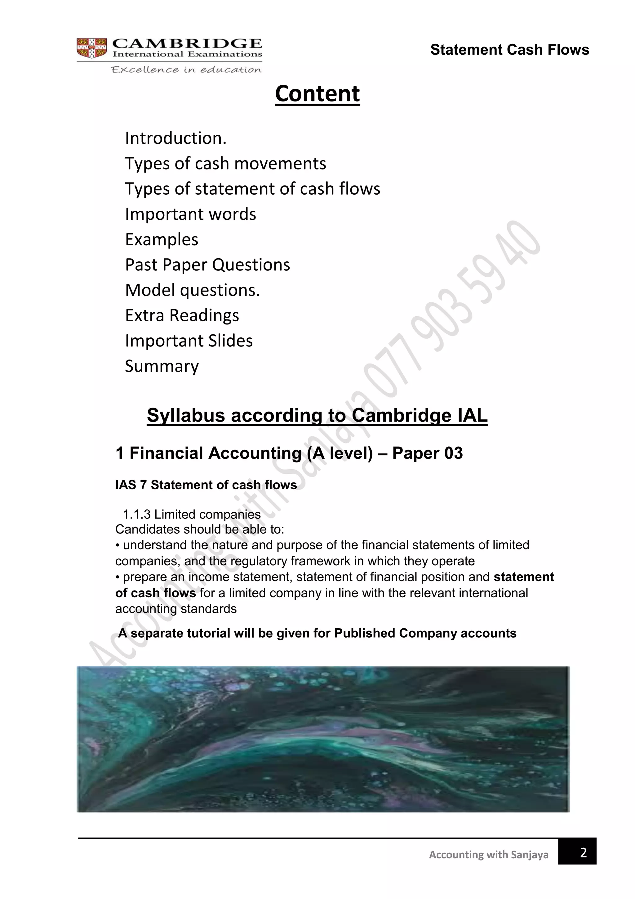 Cambridge a level cash flow statement | PDF