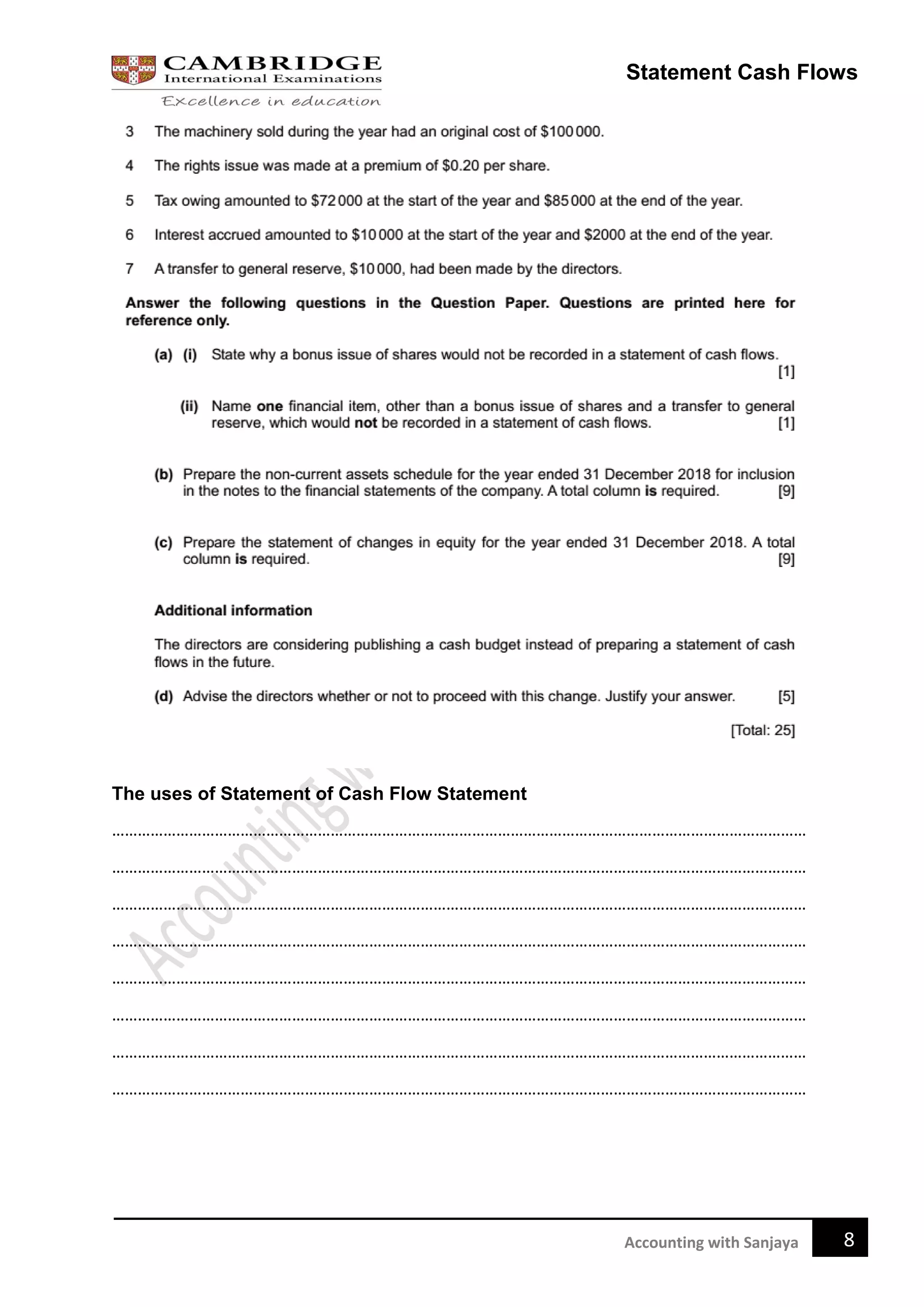 Cambridge a level cash flow statement | PDF