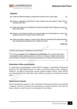 Cambridge a level cash flow statement | PDF