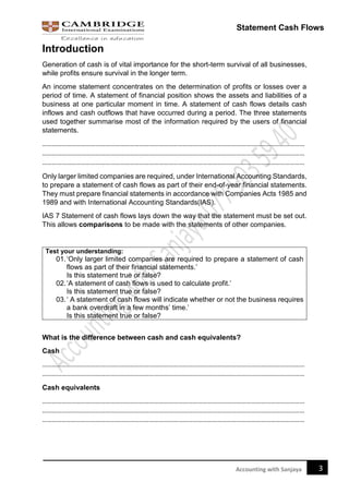 Cambridge a level cash flow statement | PDF