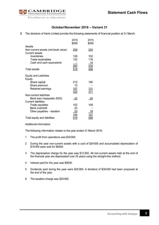 Cambridge a level cash flow statement | PDF