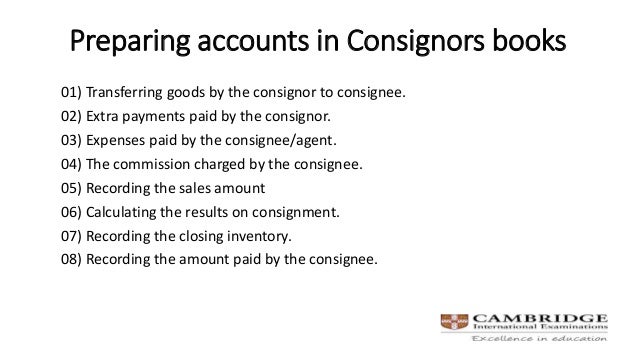 Cambridge a level consignment accounts