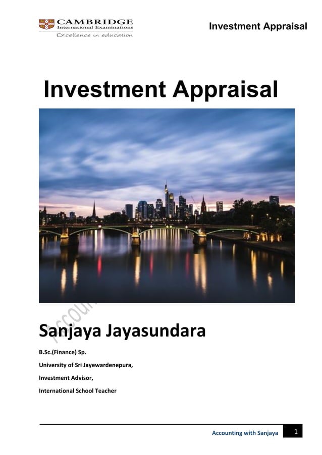 Cambridge a level investment appraisal | PDF