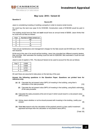 Cambridge a level investment appraisal | PDF