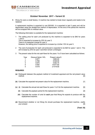 Cambridge a level investment appraisal | PDF