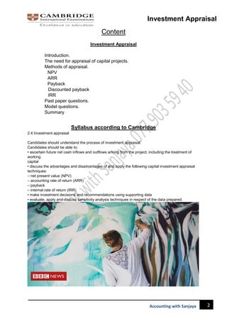 Cambridge a level investment appraisal | PDF