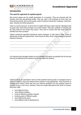 Cambridge a level investment appraisal | PDF