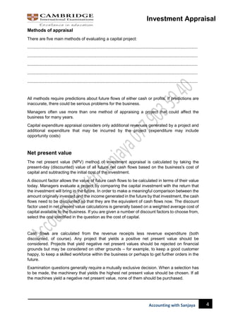Cambridge a level investment appraisal | PDF