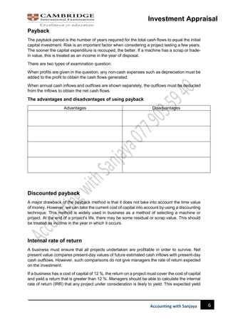 Cambridge a level investment appraisal | PDF