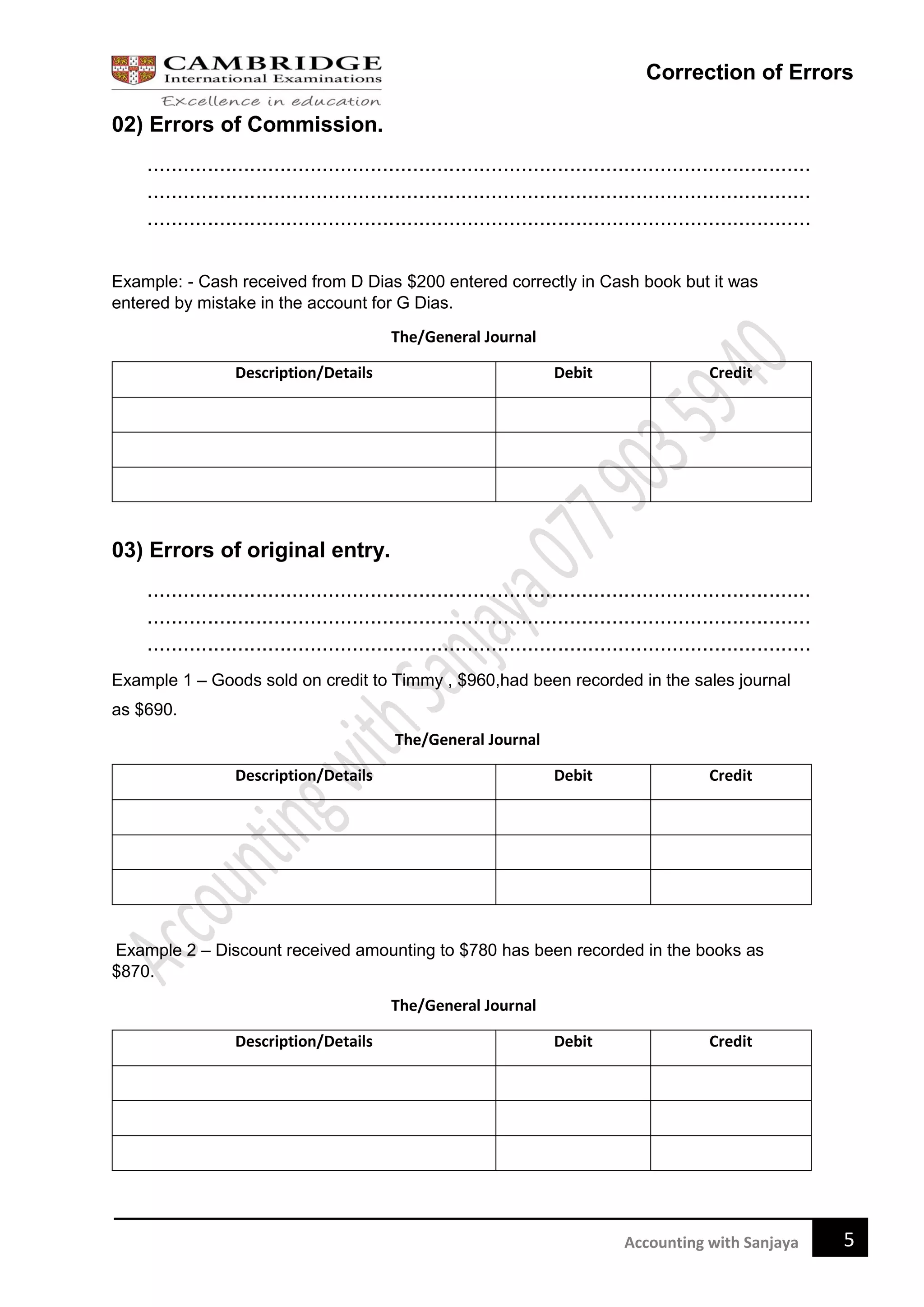 Cambridge as level correction of errors | PDF