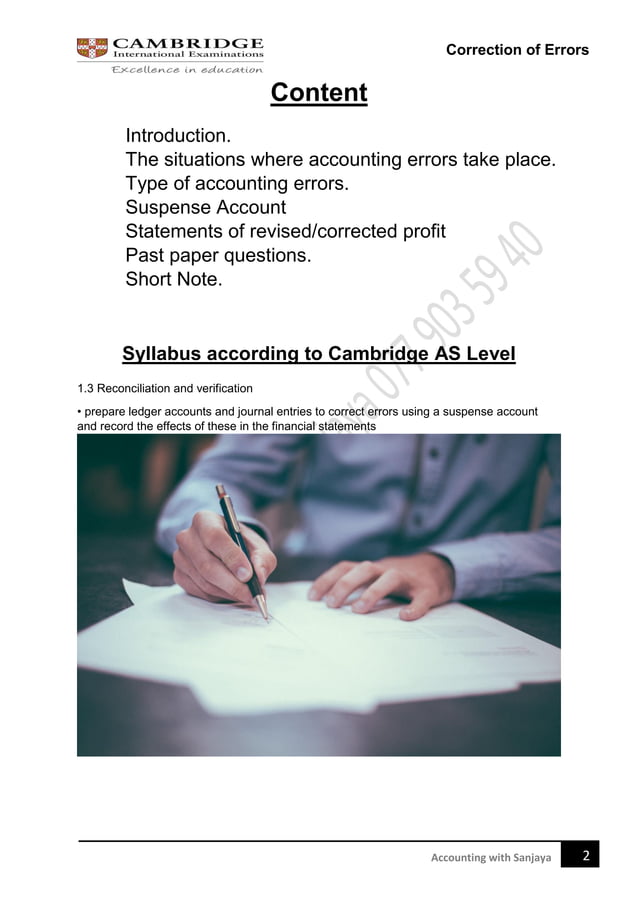 Cambridge as level correction of errors | PDF | Business Accounting & Finance | Business