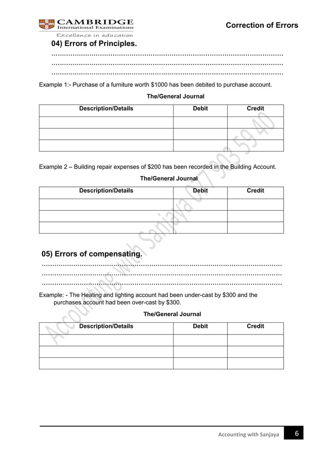 Cambridge as level correction of errors | PDF | Business Accounting & Finance | Business