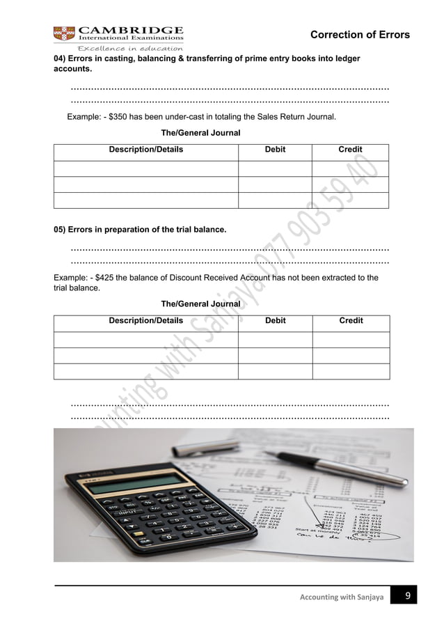 Cambridge as level correction of errors | PDF | Business Accounting & Finance | Business