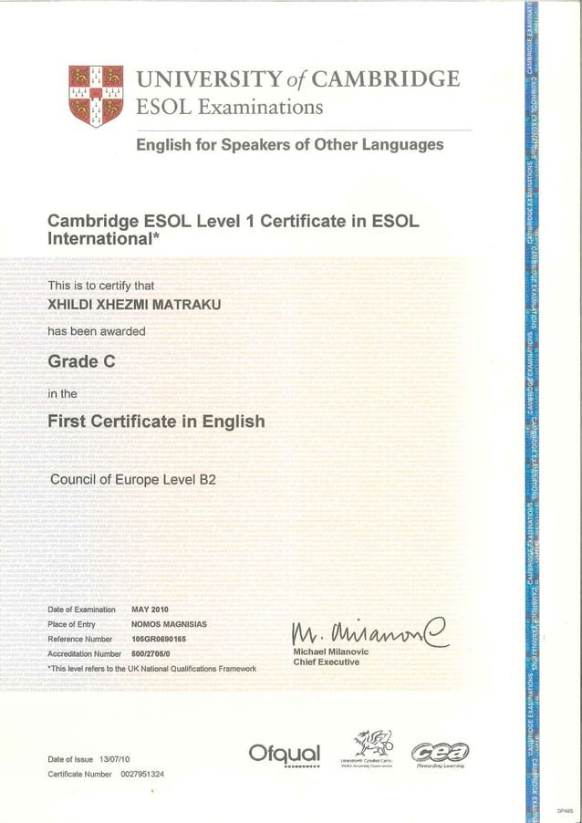 Cambridge Certificate | PDF