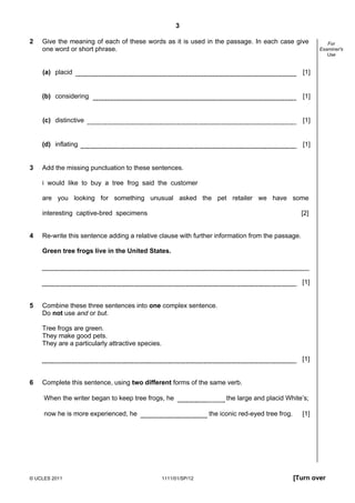 Cambridge checkpoint english p1 specimen 2012 | PDF