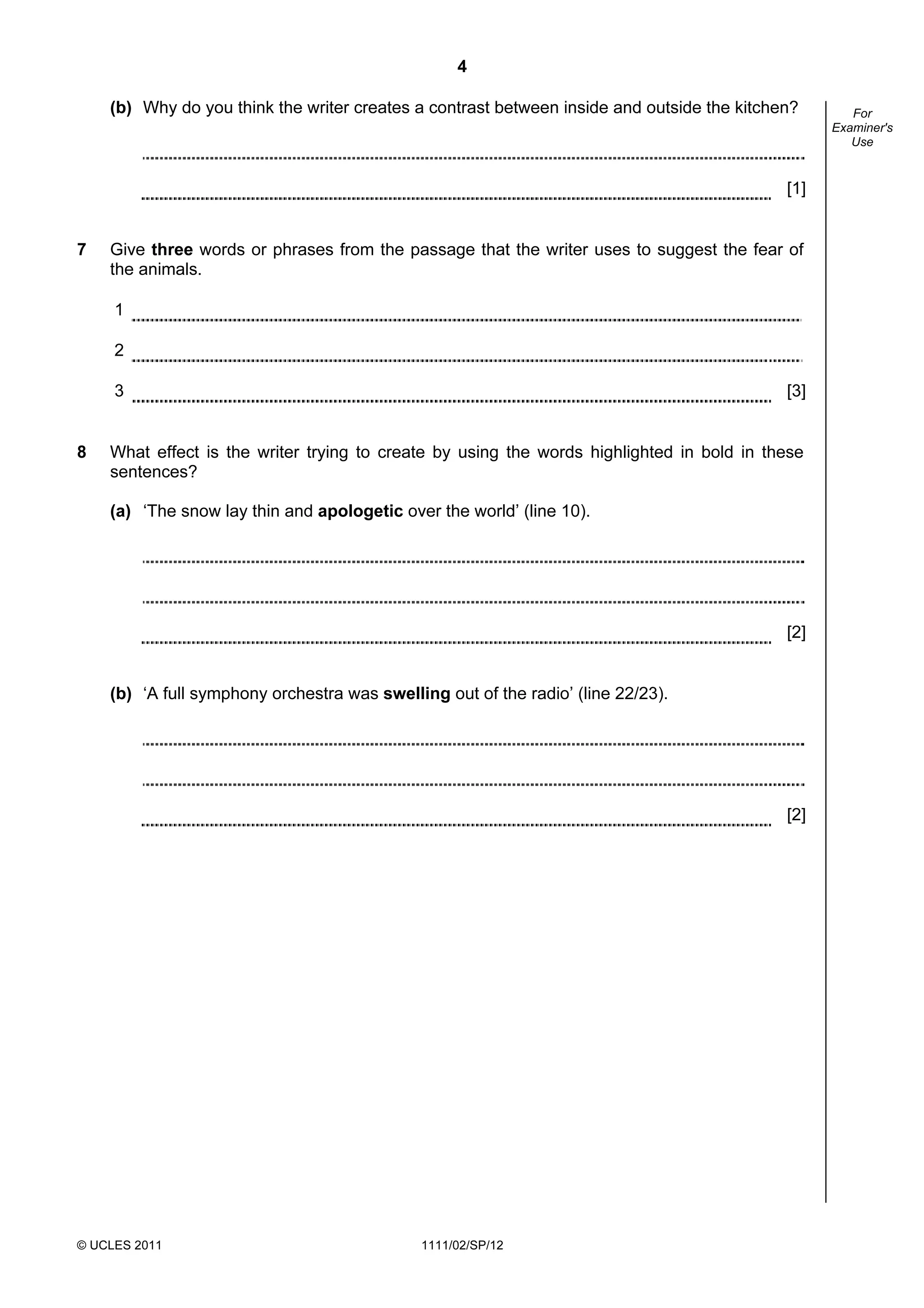 Cambridge checkpoint english p2 specimen 2012 | PDF