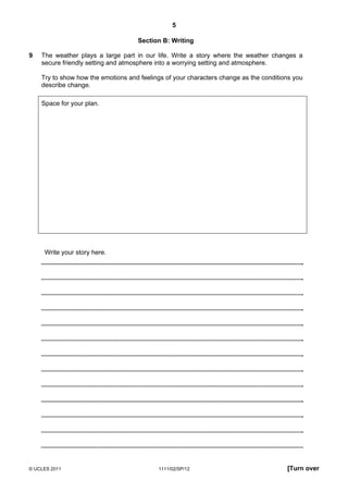 Cambridge checkpoint english p2 specimen 2012 | PDF