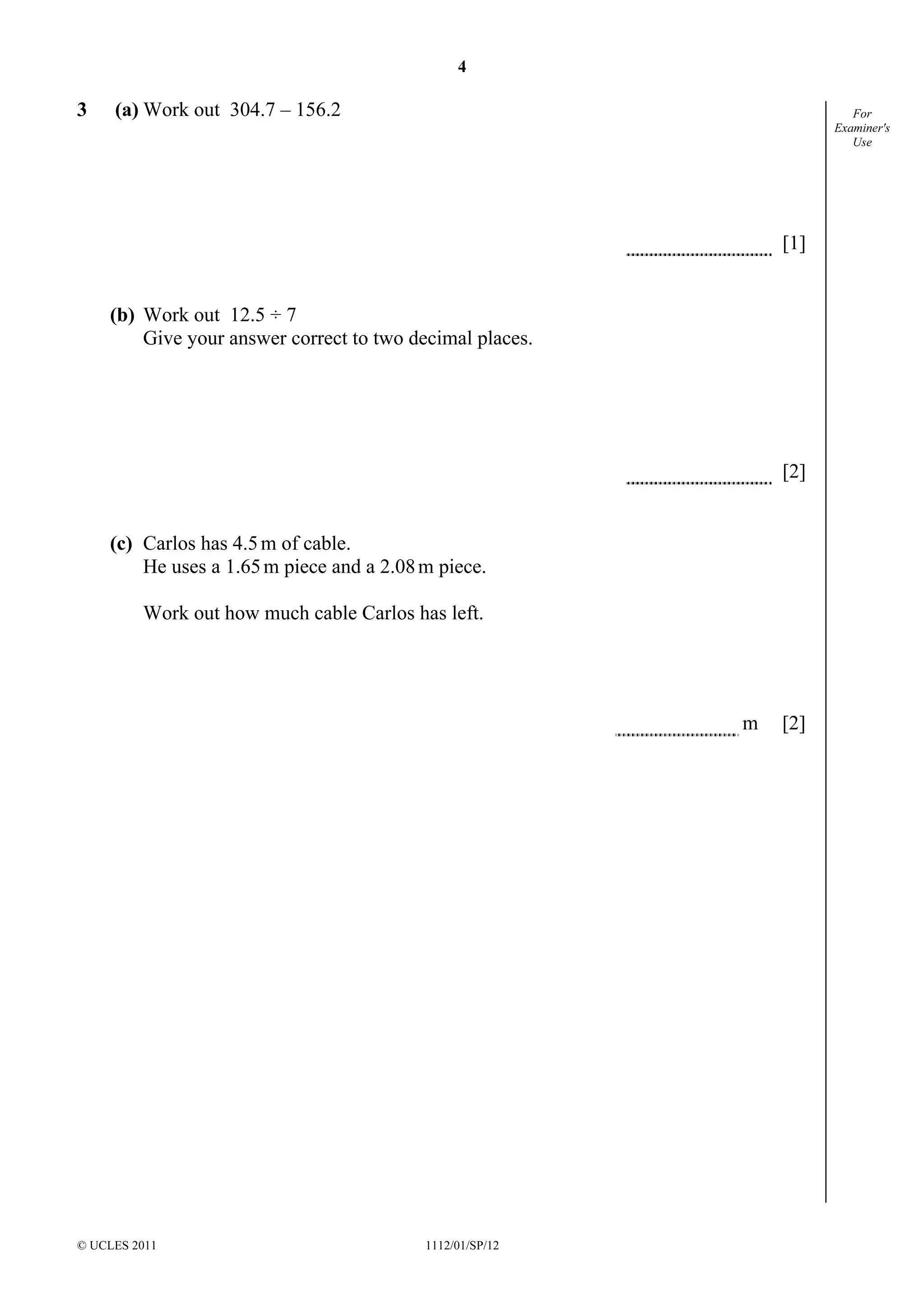 Cambridge checkpoint maths p1 specimen 2012 | PDF