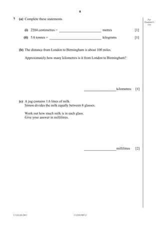 Cambridge checkpoint maths p1 specimen 2012 | PDF