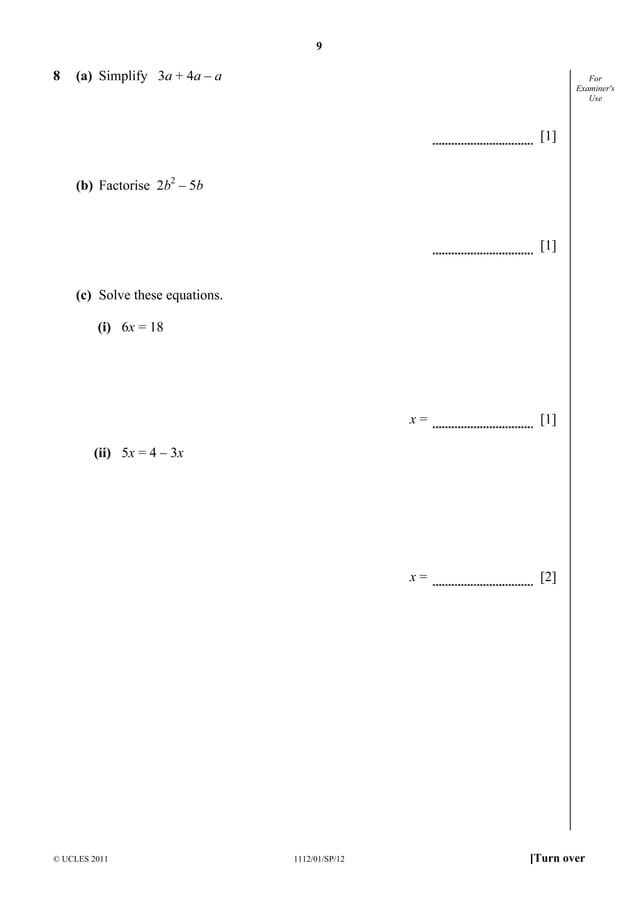 Cambridge checkpoint maths p1 specimen 2012 | PDF | Educational ...